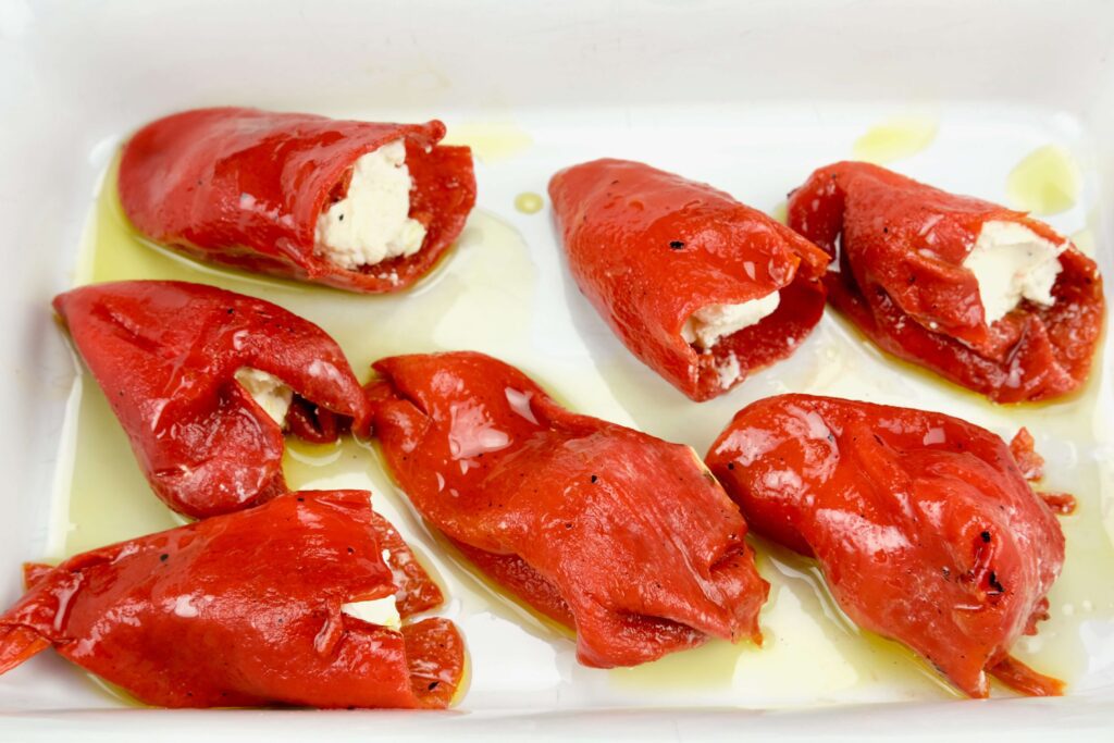 Spanish Stuffed Piquillo Peppers with Goat Cheese and Honey - The Eating Emporium